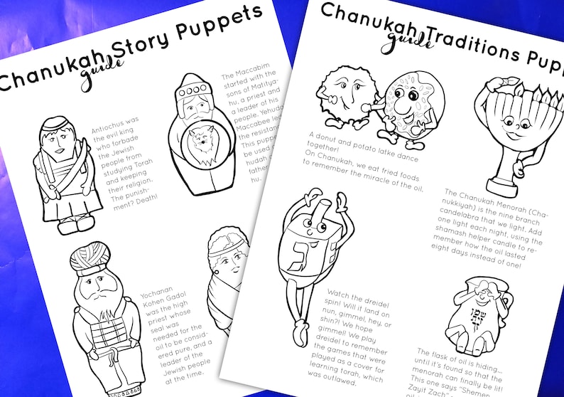 Hanukkah Craft for Kids Puppets Printable PDF COLOR-IN Coloring Pages ...