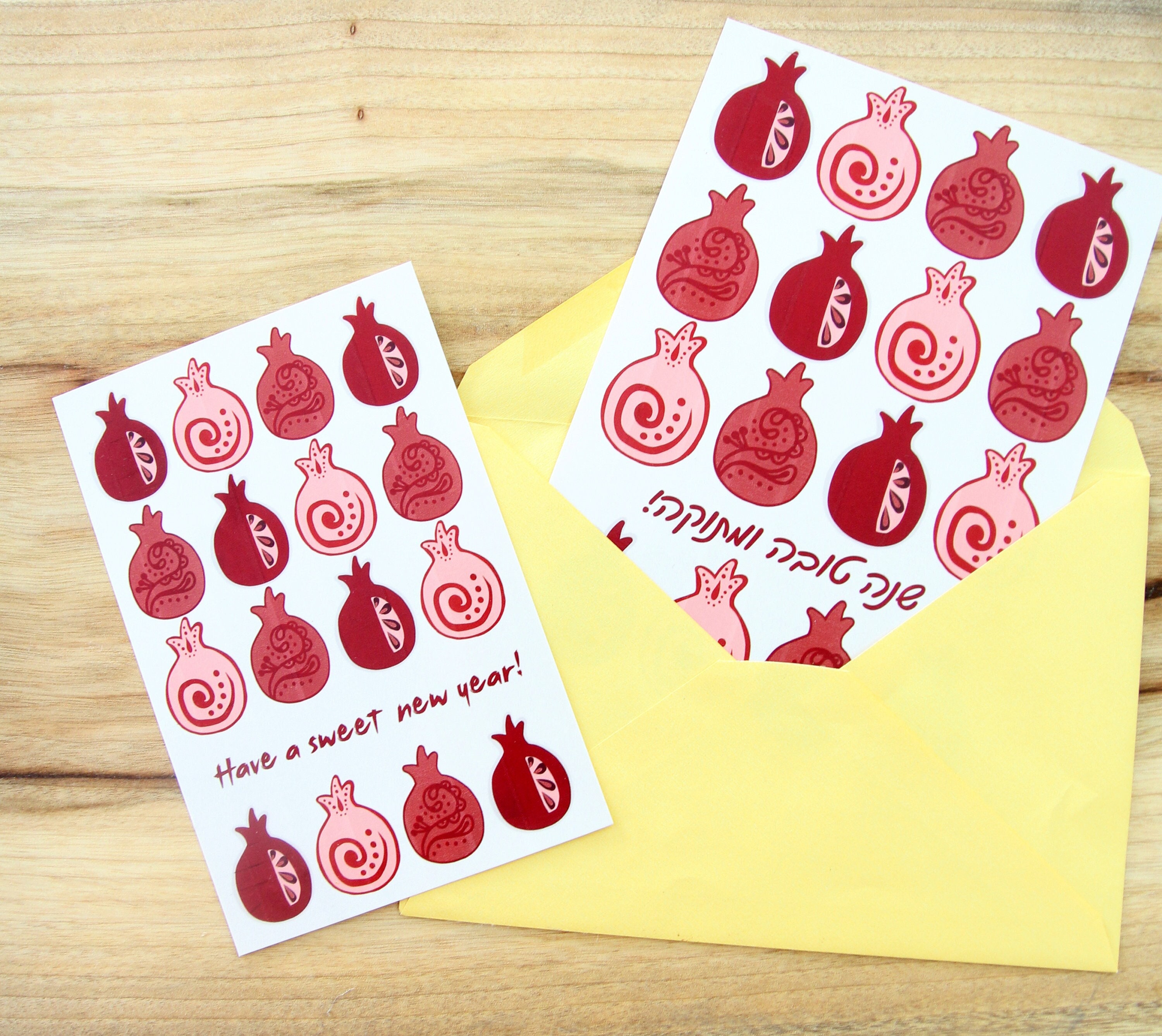 Printable Rosh Hashanah Cards Hebrew and English Shana Tovah Cards in ...