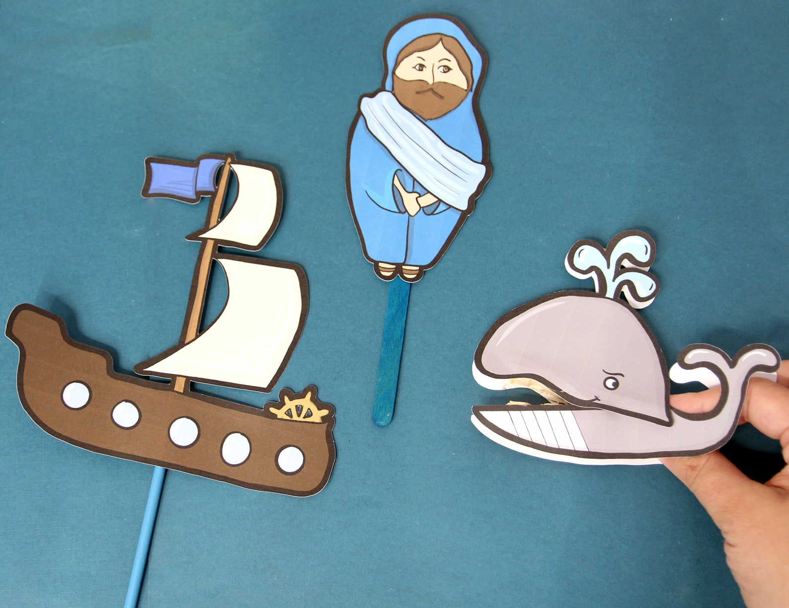Jonah and the Whale Puppet Craft and Activity - Full Color Paper Toy ...