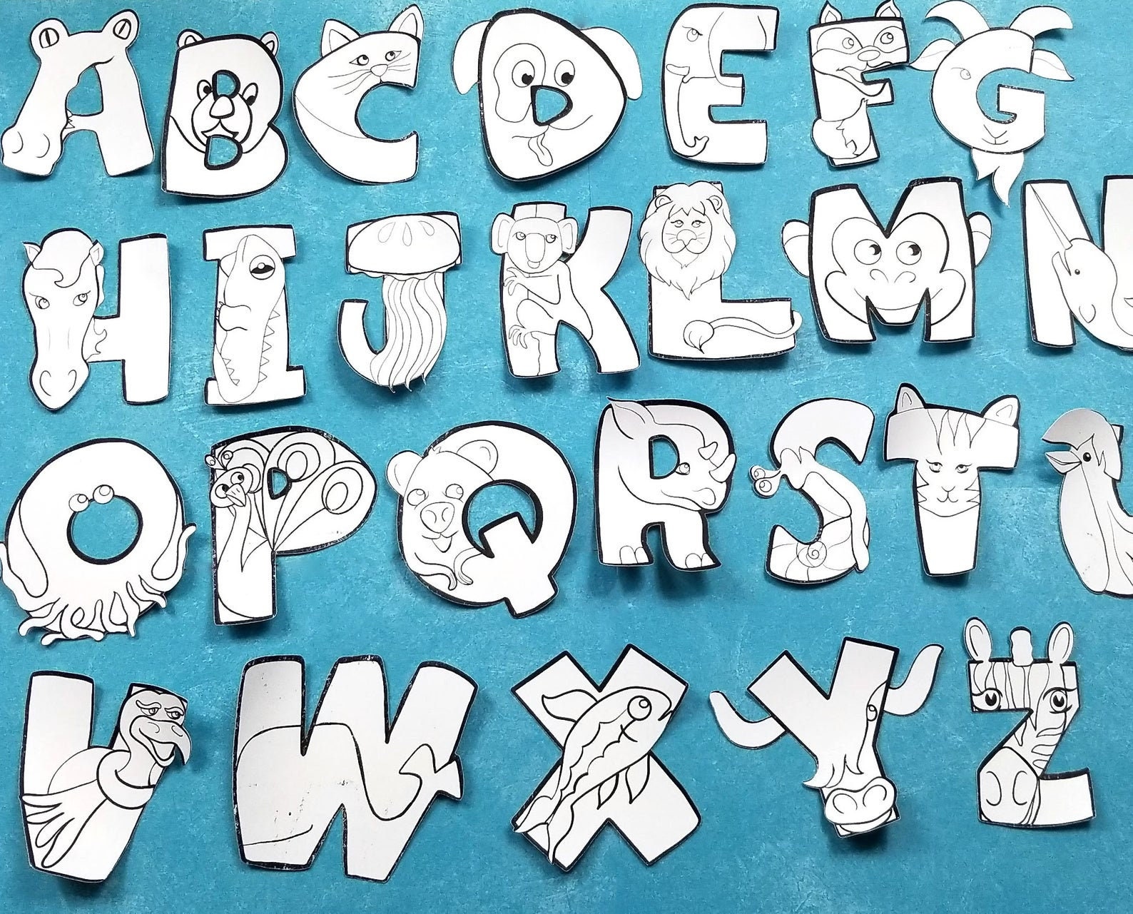 Alphabet Crafts Animal Coloring Pages and Puppets Crafts - Etsy