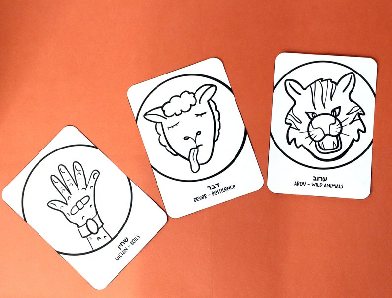 COLOR-IN Ten Plagues Flash Cards Passover Craft for - Etsy