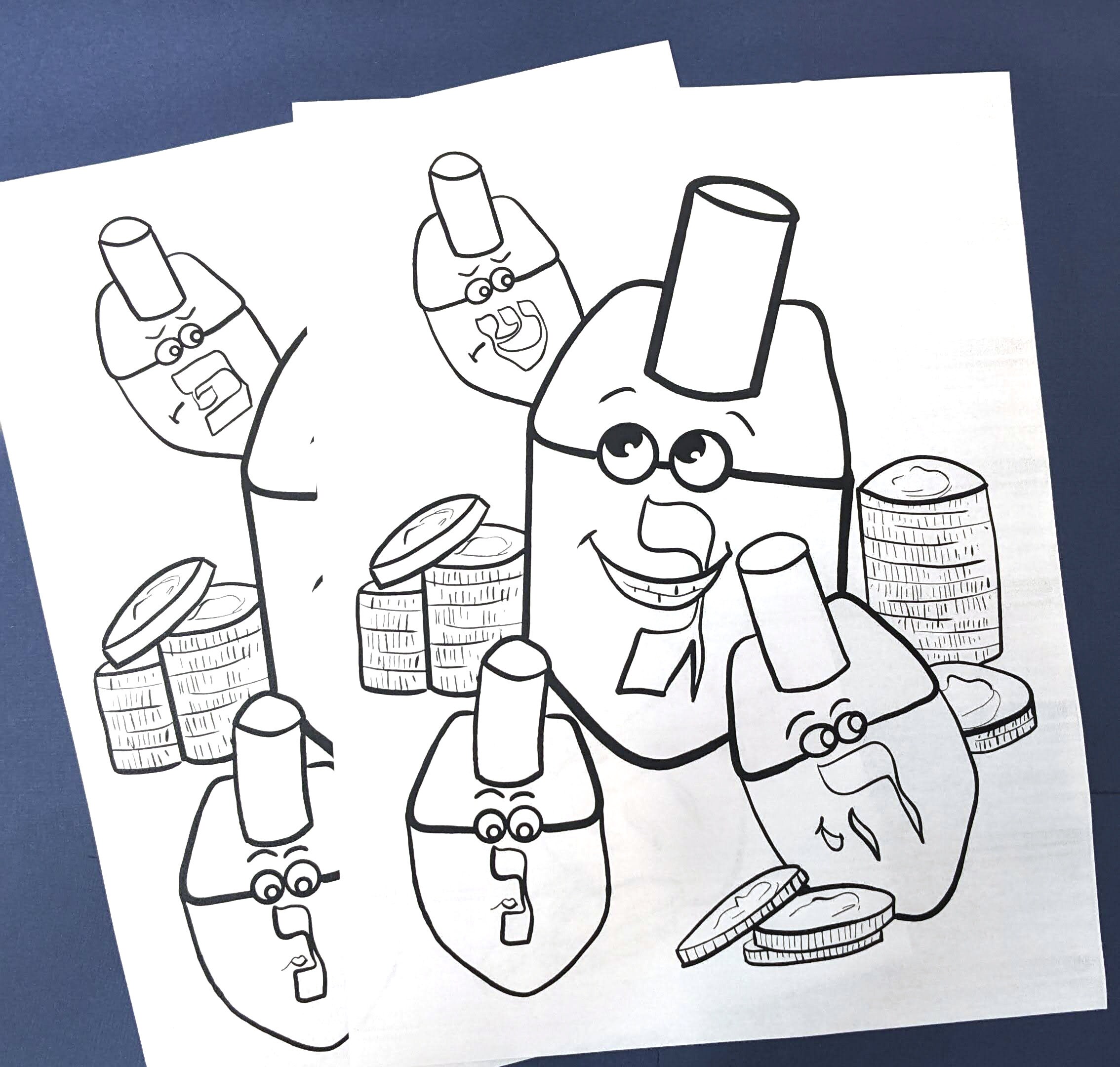 Chanukah Coloring Pages Duo | Hanukkah Traditions AND Story Coloring ...