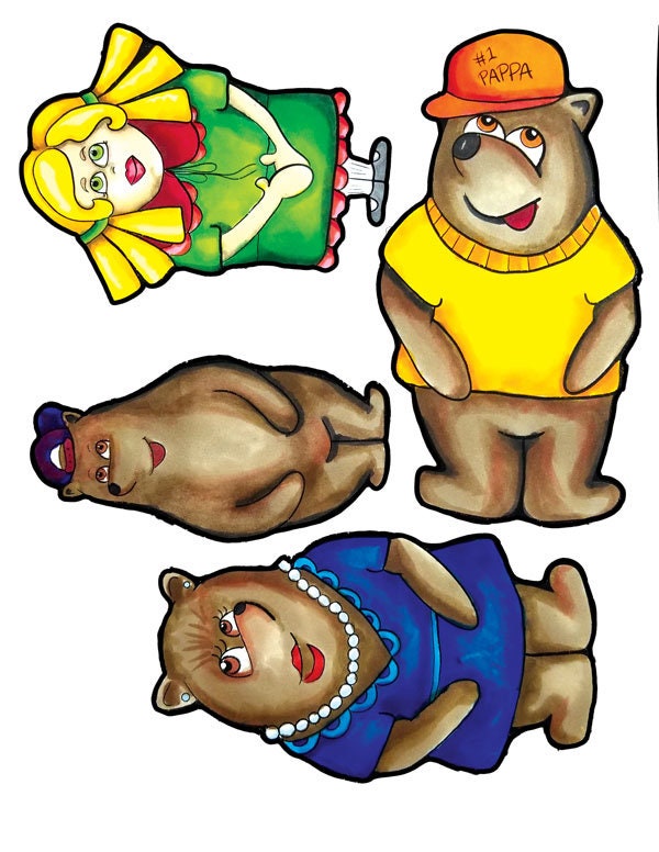 Goldilocks and the Three Bears Puppets FULL COLOR Printable Paper Toys ...