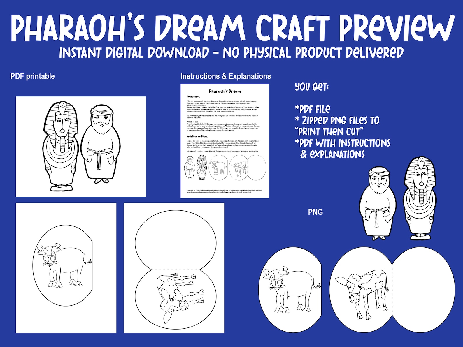 Pharaoh's Dream Craft | Printable Puppets Coloring Pages and Paper ...