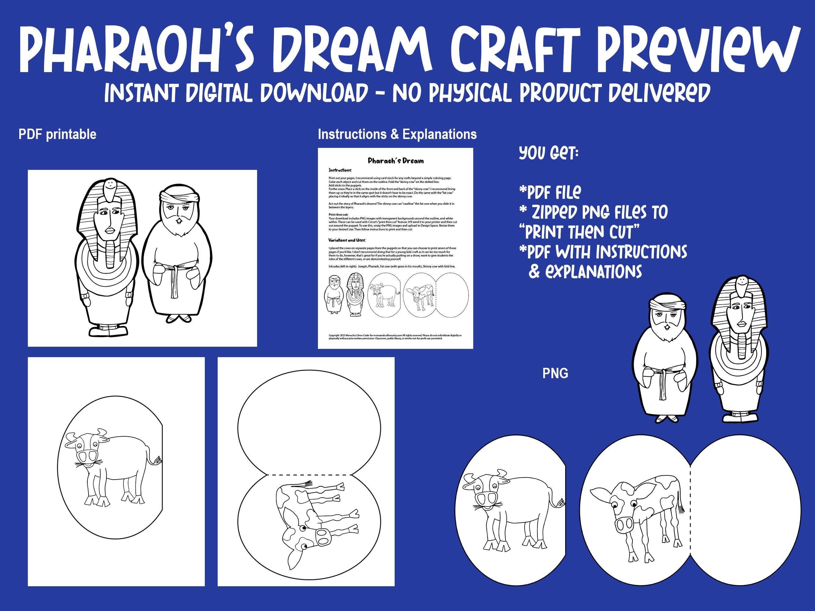 Pharaoh's Dream Craft | Printable Puppets Coloring Pages and Paper ...