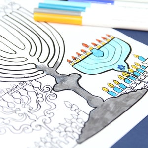 Chanukah Coloring Pages Duo | Hanukkah Traditions AND Story Coloring ...