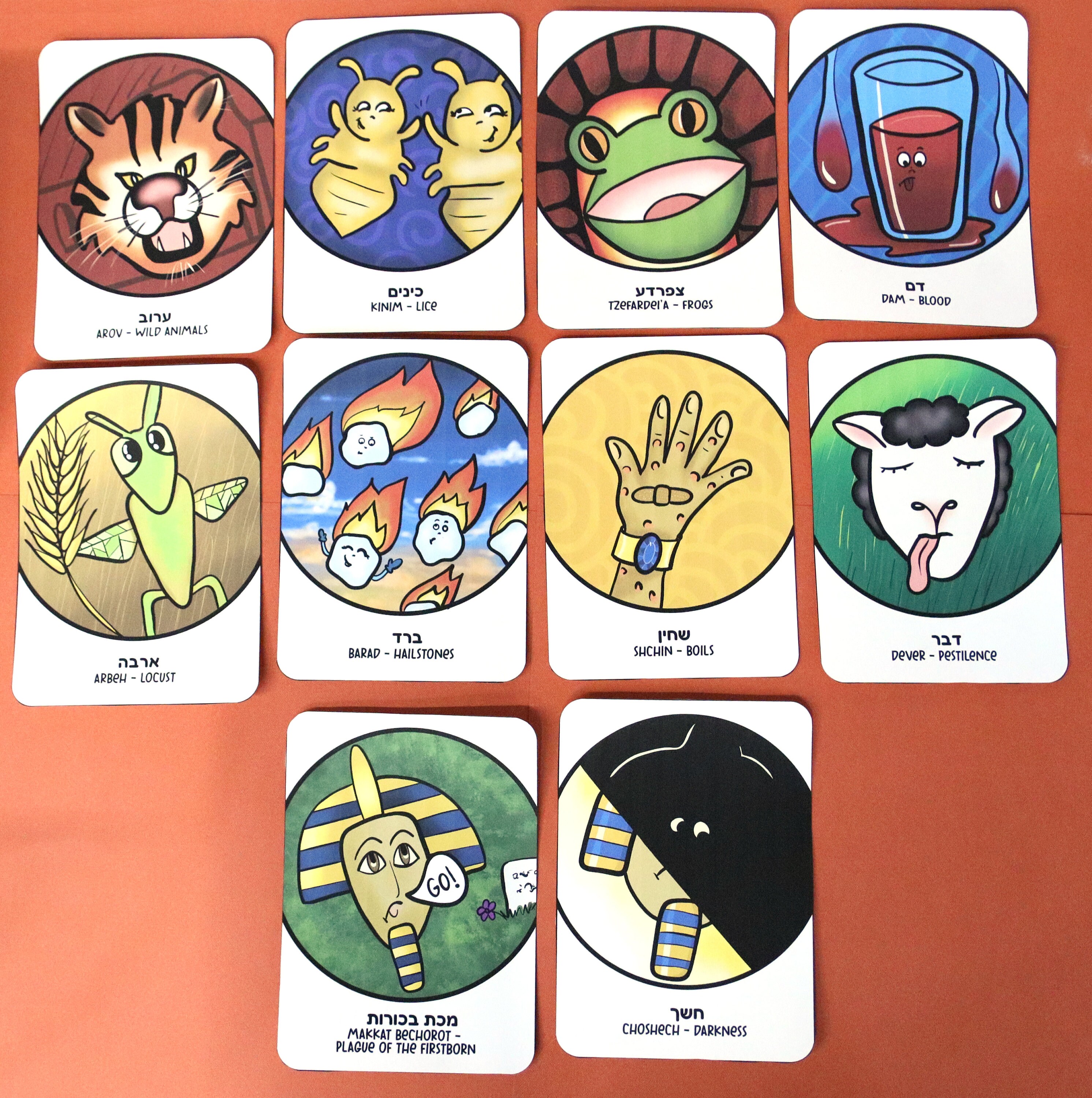 FULL COLOR Ten Plagues Flash Cards Passover Teaching Tool for Preschool Kids Makkot Activity in ...