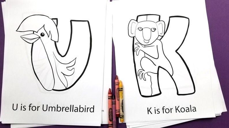 Alphabet Crafts Animal Coloring Pages and Puppets Crafts | Etsy
