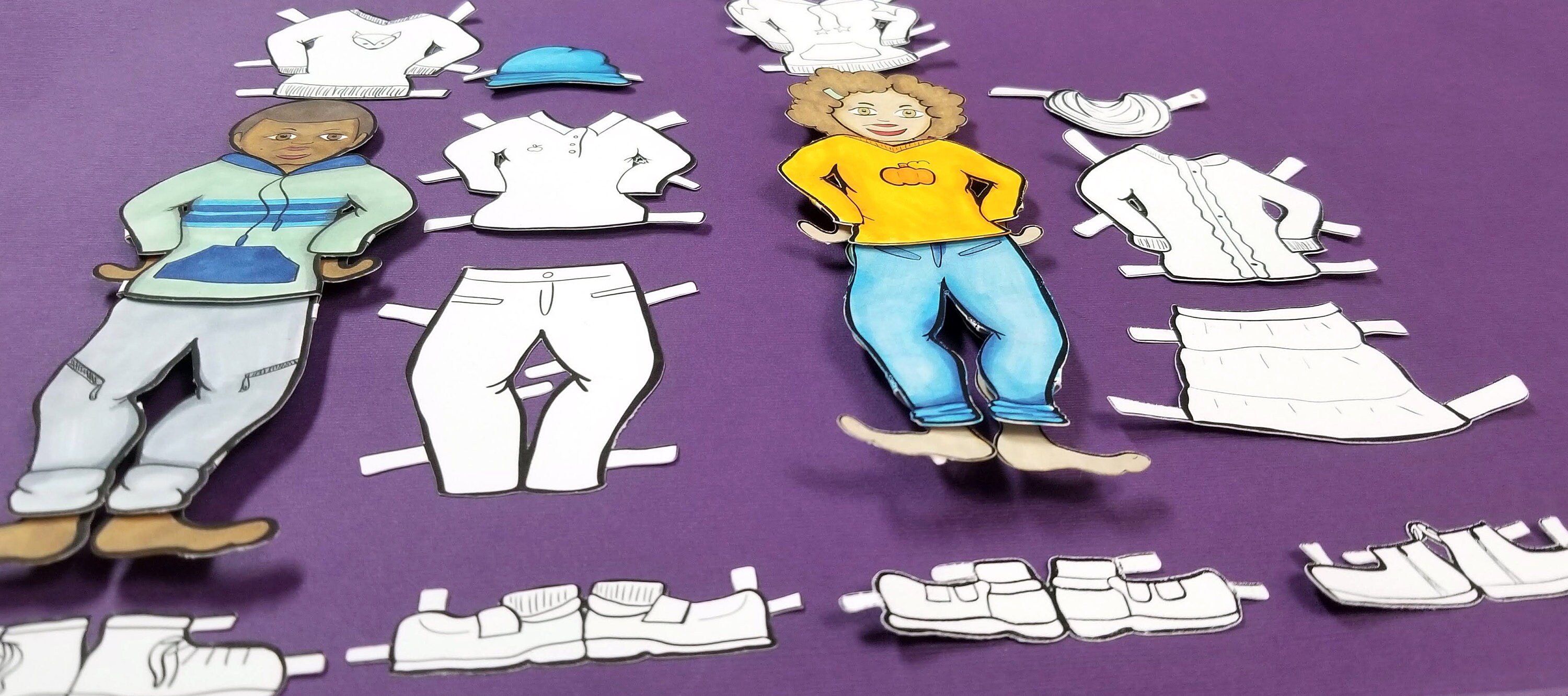 Printable Paper Dolls for Boys & Girls Fall Dress up Paper - Etsy