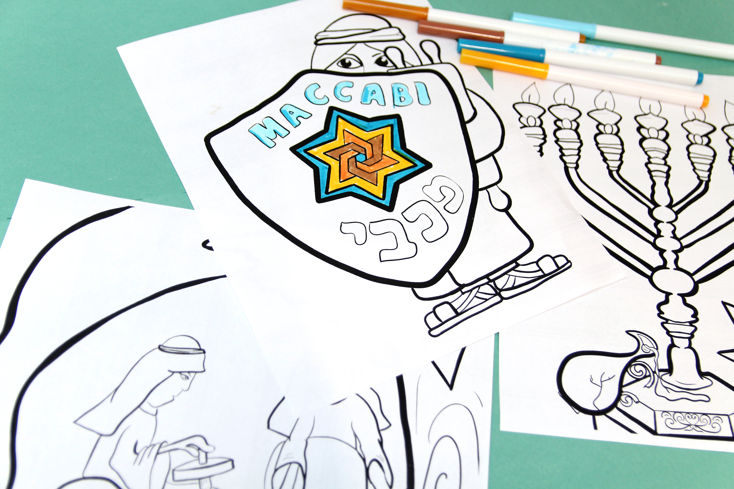 Chanukah Coloring Pages Duo | Hanukkah Traditions AND Story Coloring ...