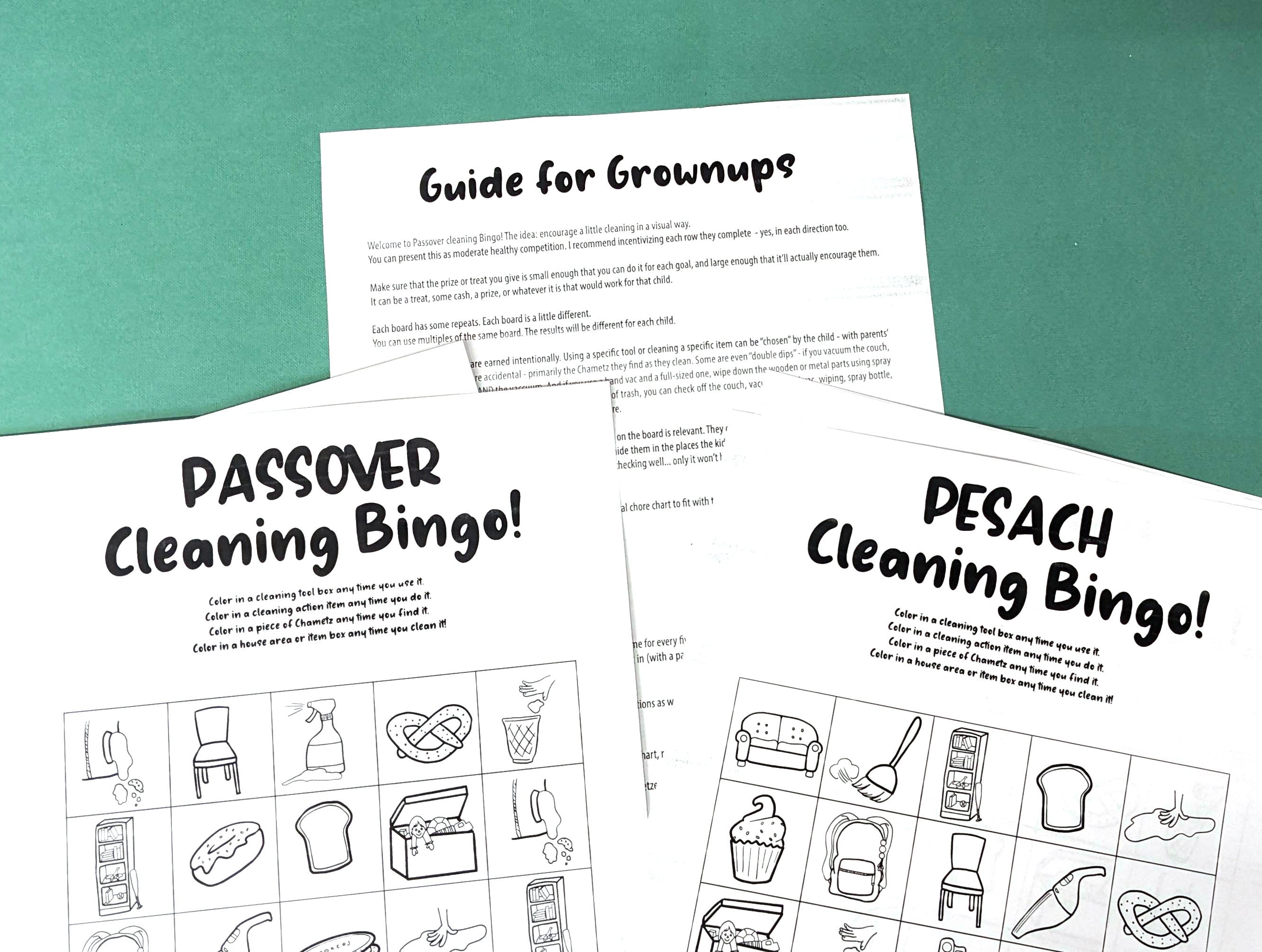 Passover Cleaning Bingo Game for Kids | Visual Pesach Cleaning Aid and ...