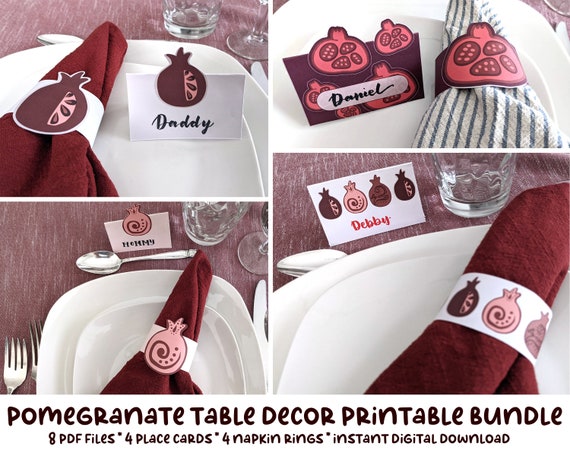 The Big Rosh Hashanah Table Decor Bundle | 4 Printable Napkin Rings and ...
