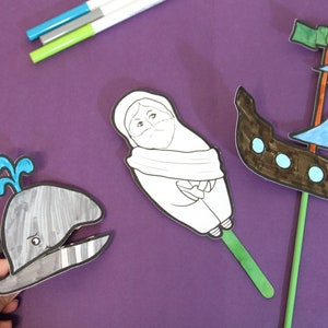 Jonah and the Whale Puppet Craft - Coloring Page Version | Yom Kippur ...