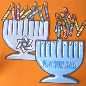 FULL COLOR Clothespin Menorah Hanukkah Craft for Kids - Printable Paper ...