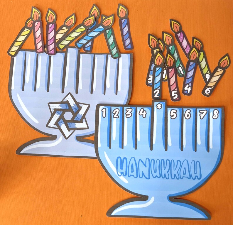 FULL COLOR Clothespin Menorah Hanukkah Craft for Kids - Printable Paper ...