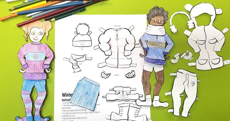 Printable Paper Dolls DUO Boy and Girl Winter Coloring Pages Paper ...