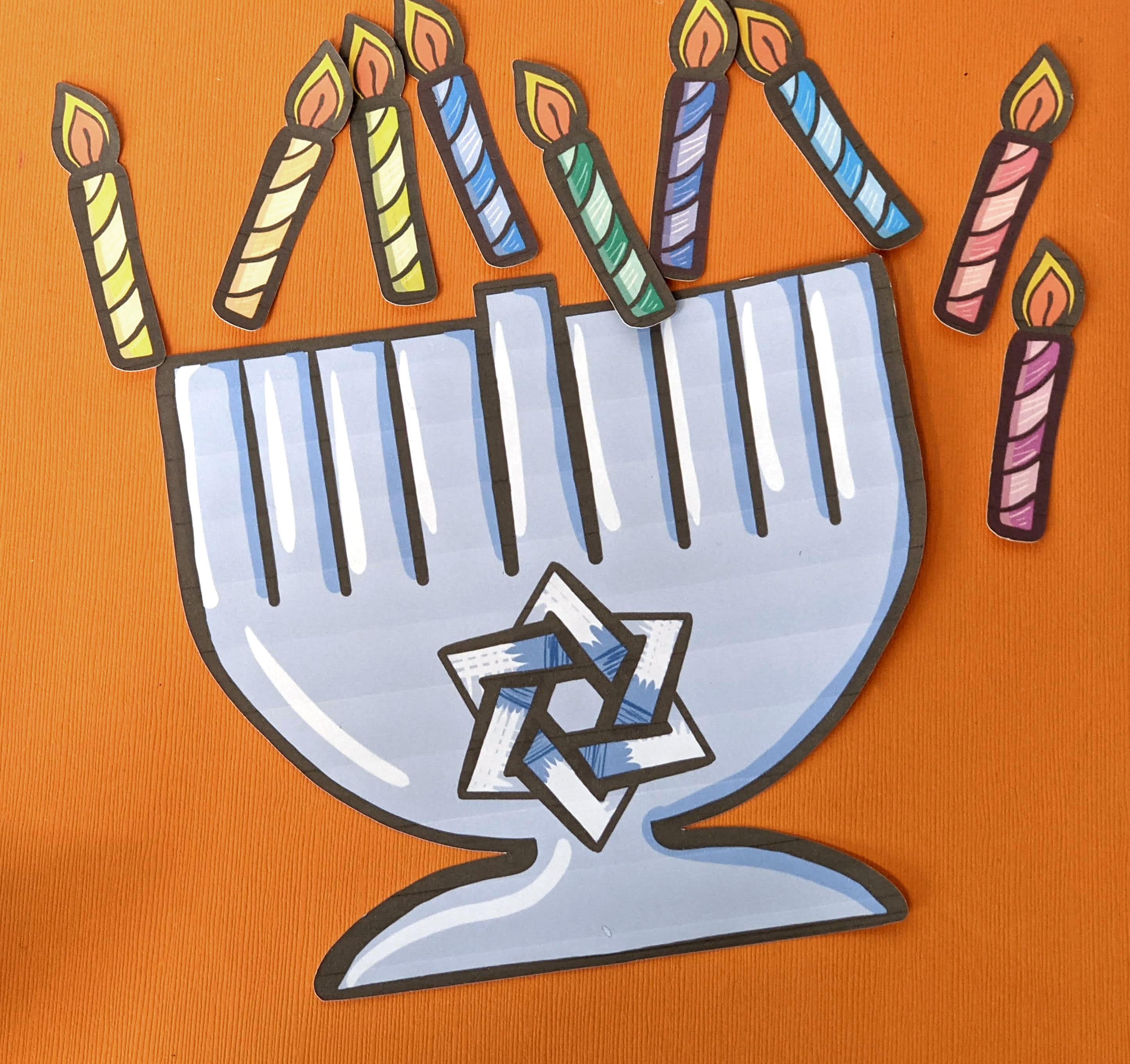 FULL COLOR Clothespin Menorah Hanukkah Craft for Kids - Etsy