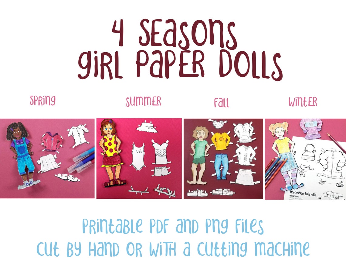 Printable Paper Dolls Girl Dress up Dolls for Four Seasons - Etsy