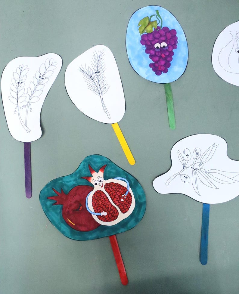 7 Species of Israel Craft - Shivat Haminim Color in Puppets PDF - Kids ...