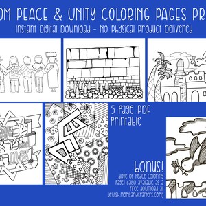 Shalom Peace & Unity Coloring Pages for Adults | Printable Israel and ...