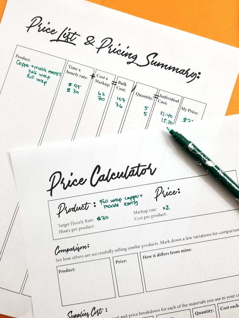 Pricing Template and Guide List and Crafting Price Calculator for Etsy ...