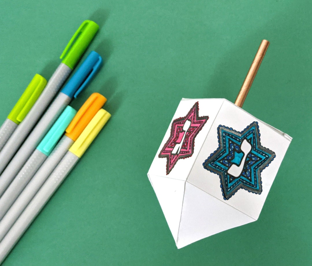 Dreidel Template Hanukkah Craft | Color-in Paper Dreidel for Chanukah ...