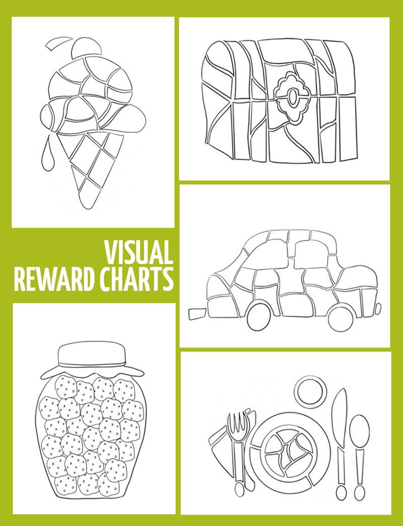 Rewards Charts Printables for Kids Coloring in Visual Prize - Etsy