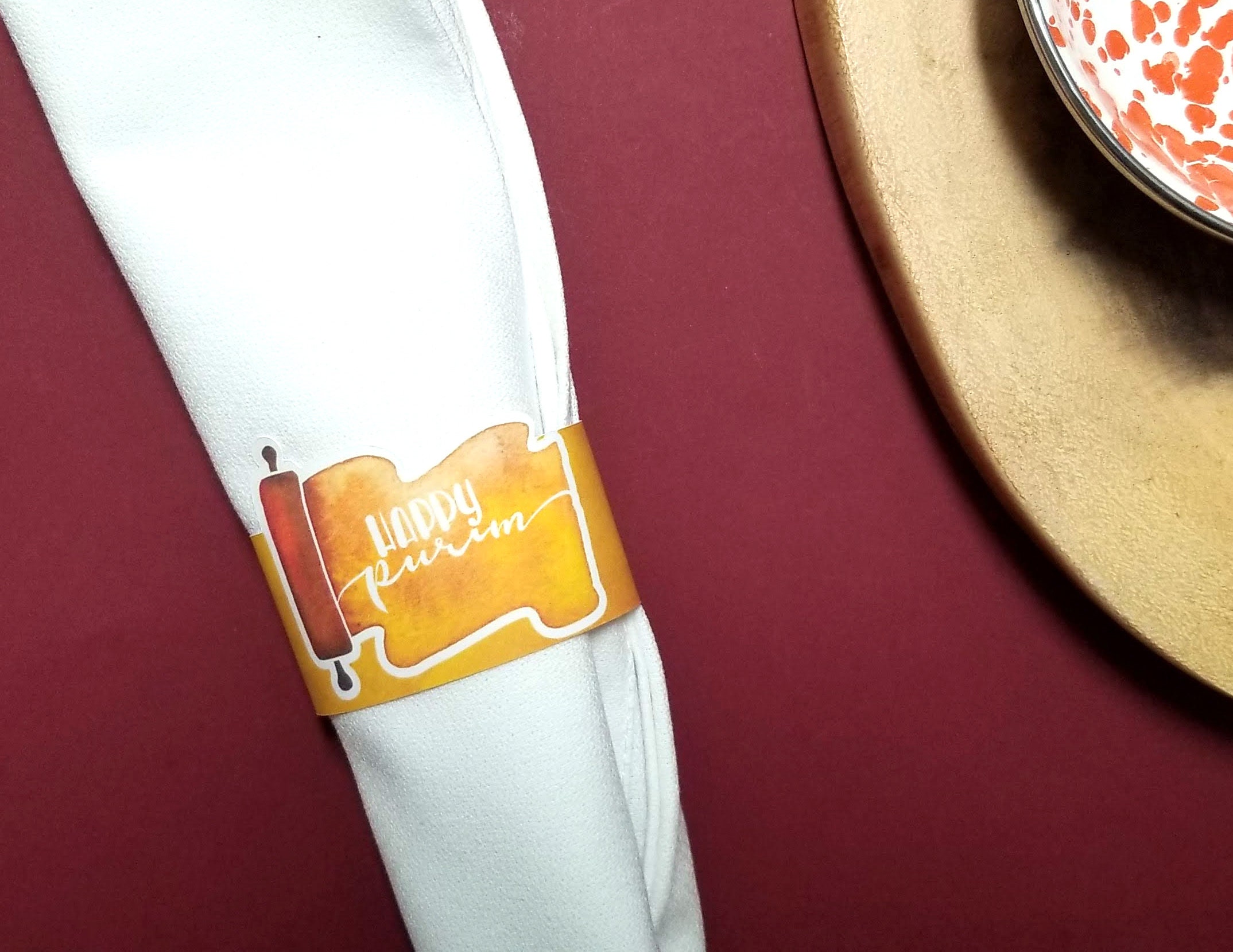 Purim Napkin Rings Watercolor Table Decor Jewish Holiday Paper Goods ...