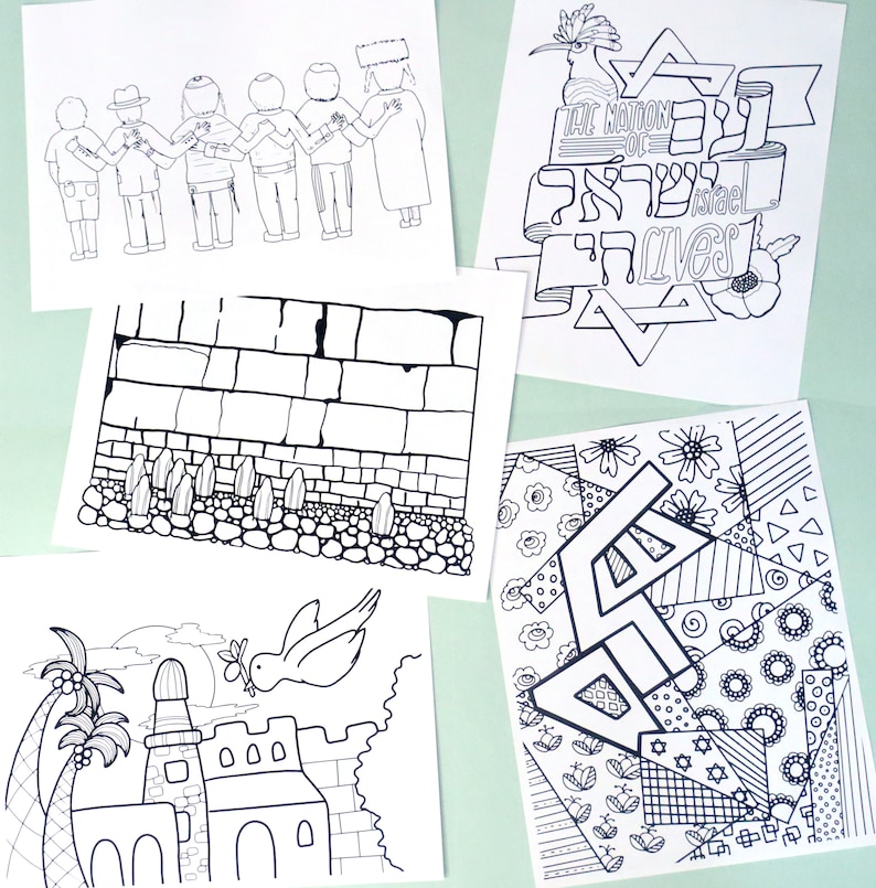 Shalom Peace & Unity Coloring Pages for Adults Printable Israel and ...
