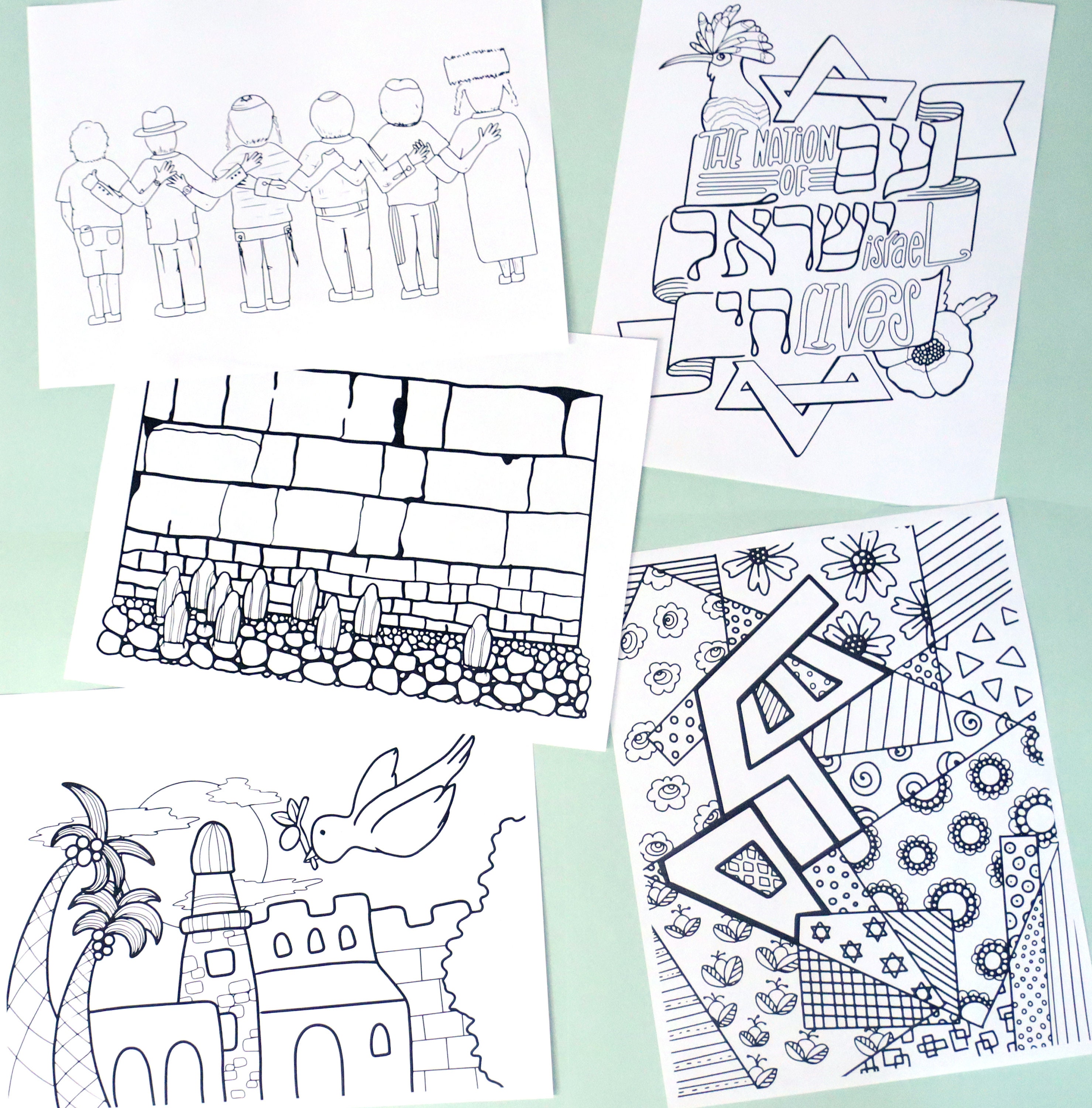 Shalom Peace & Unity Coloring Pages for Adults | Printable Israel and ...