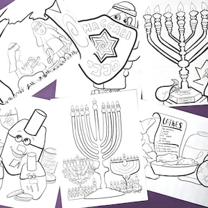 Chanukah Coloring Pages Duo | Hanukkah Traditions AND Story Coloring ...