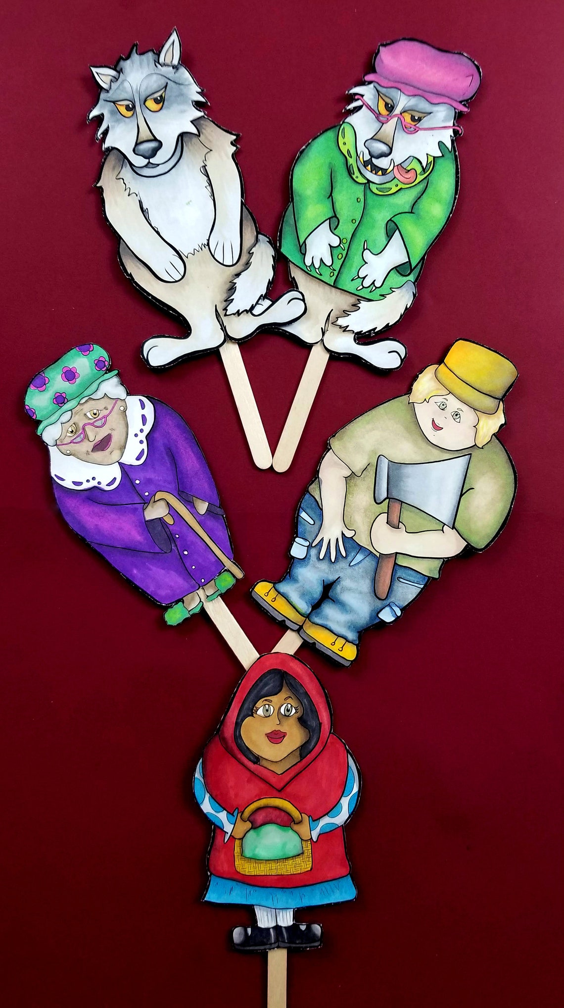 Little Red Riding Hood Puppets - FULL COLOR Printable Paper Toys ...