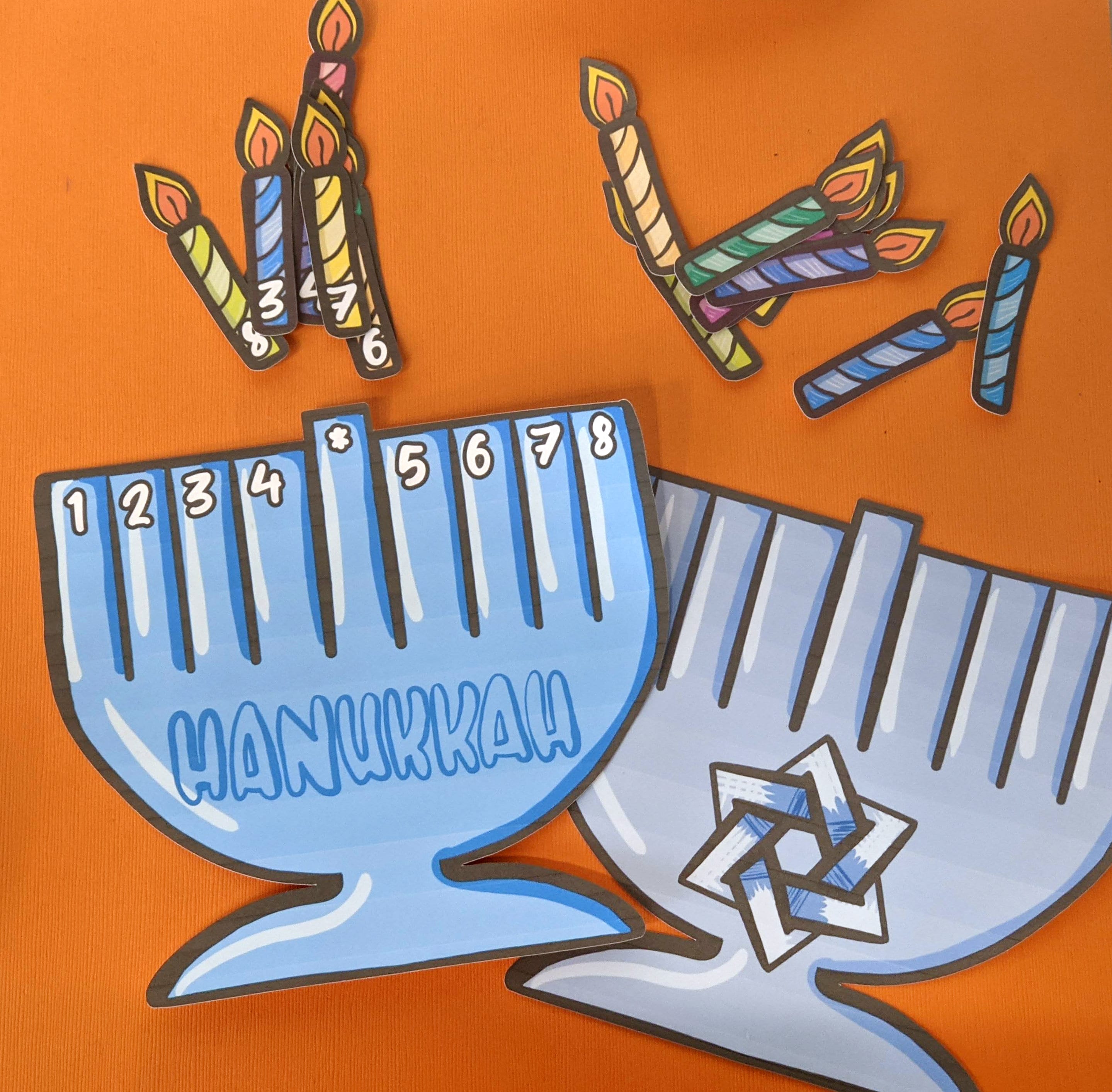 FULL COLOR Clothespin Menorah Hanukkah Craft for Kids - Etsy