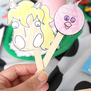 Farm Animal Stick Puppets | Coloring Pages and Preschool Craft | Old ...