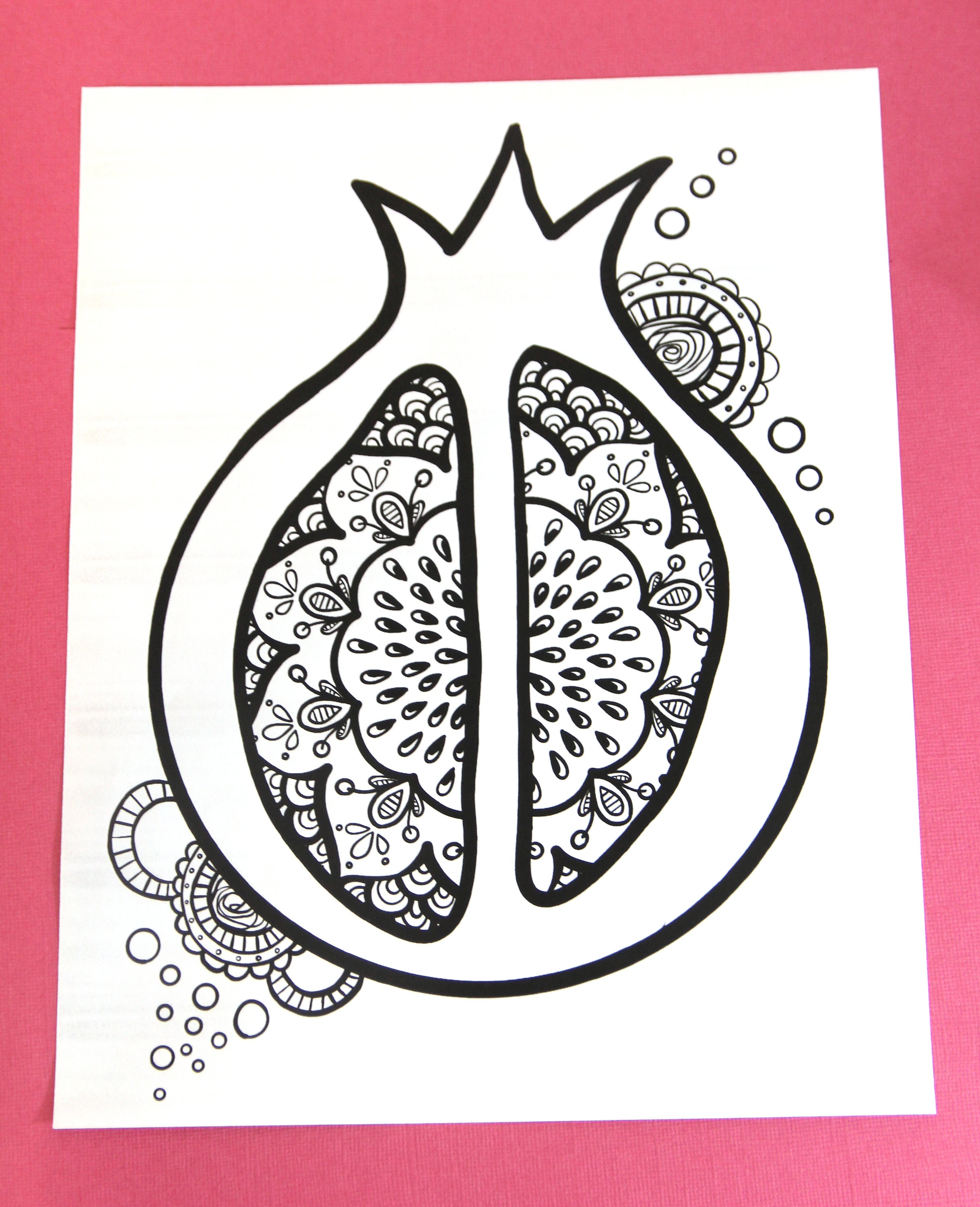6 Pomegranate Coloring Pages for Adults Printable Rosh - Etsy