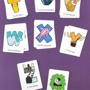 Alphabet Cards Game - Printable ABC Animals Old Maid Memory Matching ...