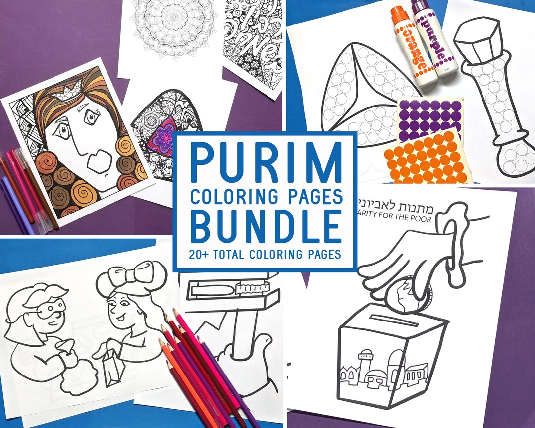 Purim Coloring Page Bundle for Kids and Adults / Printable Jewish ...
