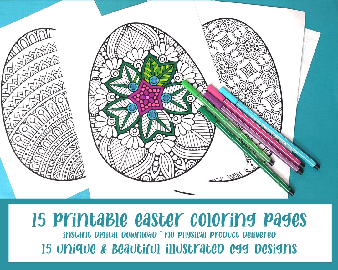15 Easter Egg Mandala Coloring Pages for Adults - Anti Stress Coloring ...