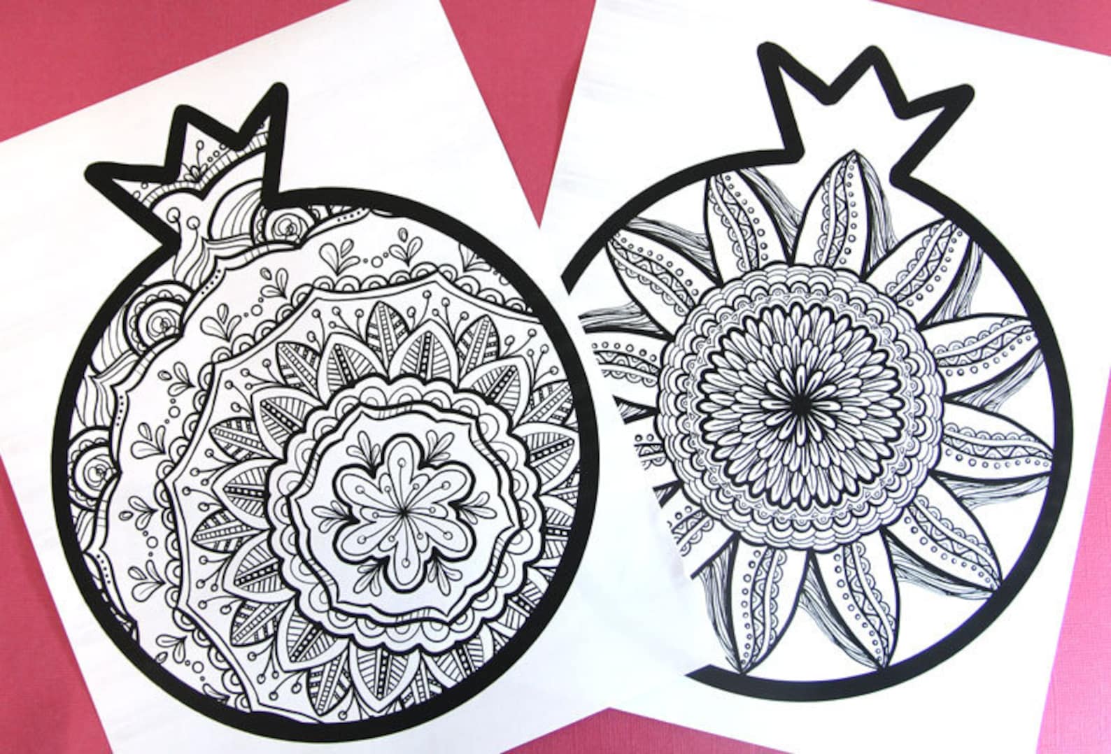 6 Pomegranate Coloring Pages for Adults Printable Rosh - Etsy
