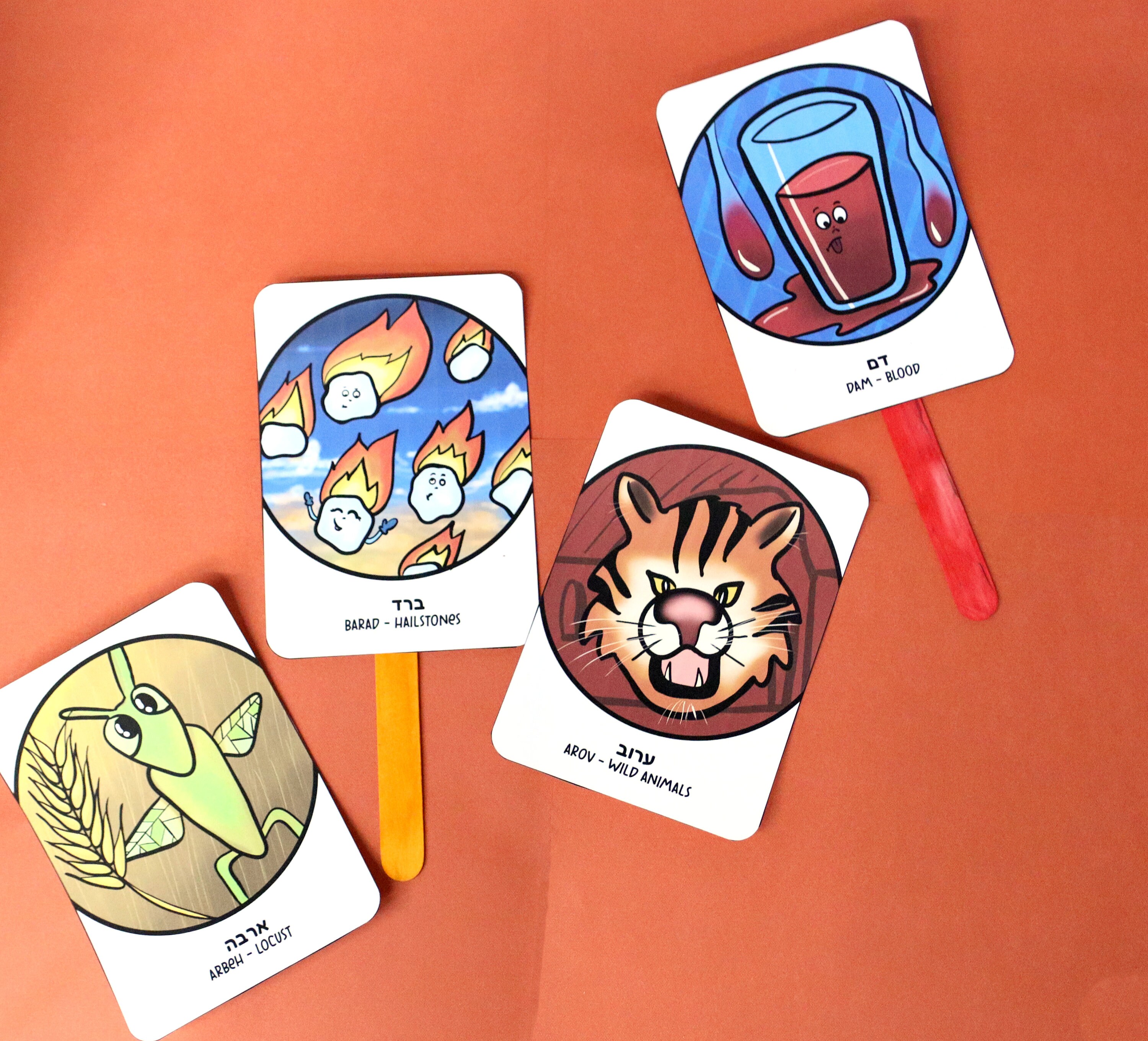 FULL COLOR Ten Plagues Flash Cards Passover Teaching Tool for Preschool Kids Makkot Activity in ...