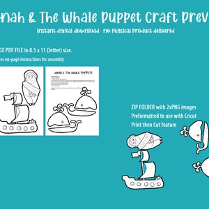 Jonah and the Whale Puppet Craft - Coloring Page Version | Yom Kippur ...
