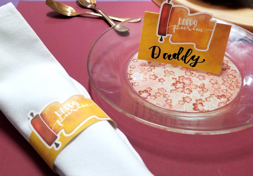 Purim Decorations Duo | Napkin Rings and Place Cards | Megillah Decor ...