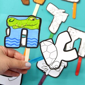 Color-in Aleph Bet Animals Puppets - Hebrew Alphabet Craft and Coloring ...