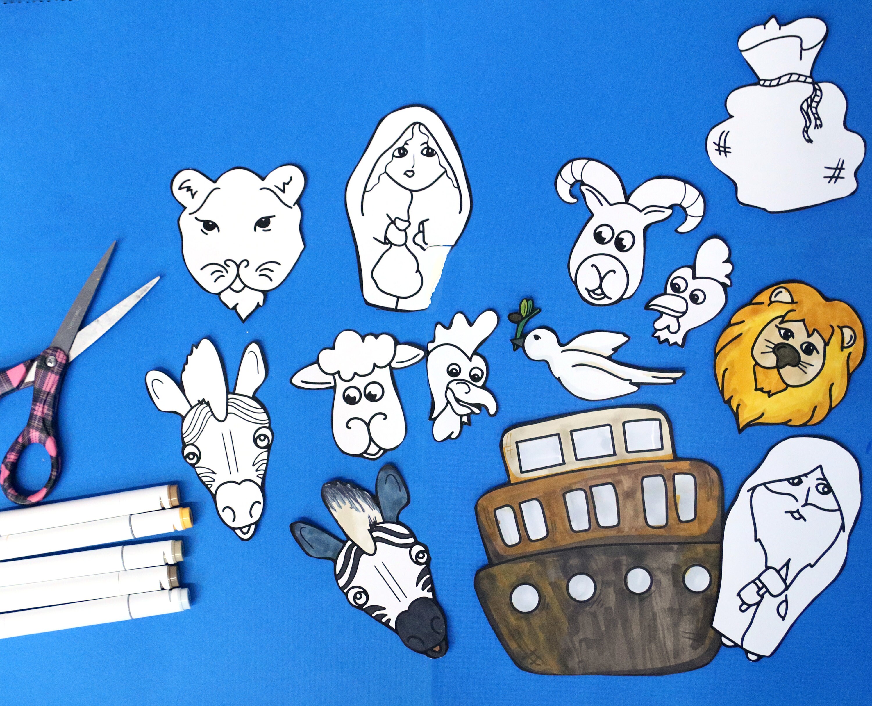 Noah's Ark Puppets | Printable Crafts & Coloring Pages for Parshat ...
