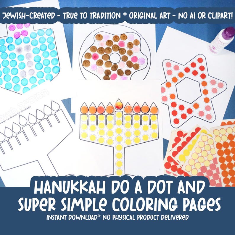 Hanukkah Coloring and Do a Dot Pages | Holiday Coloring Book | Hanukkah ...