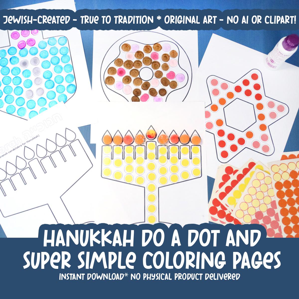 Hanukkah Coloring and Do a Dot Pages | Holiday Coloring Book | Hanukkah ...