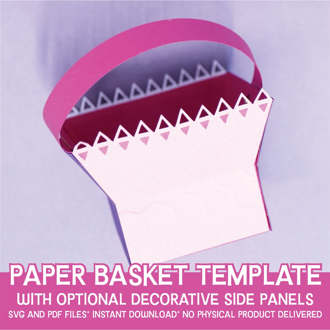3D Paper Basket SVG and Hand Cut Template | Optional Decorative Panels ...