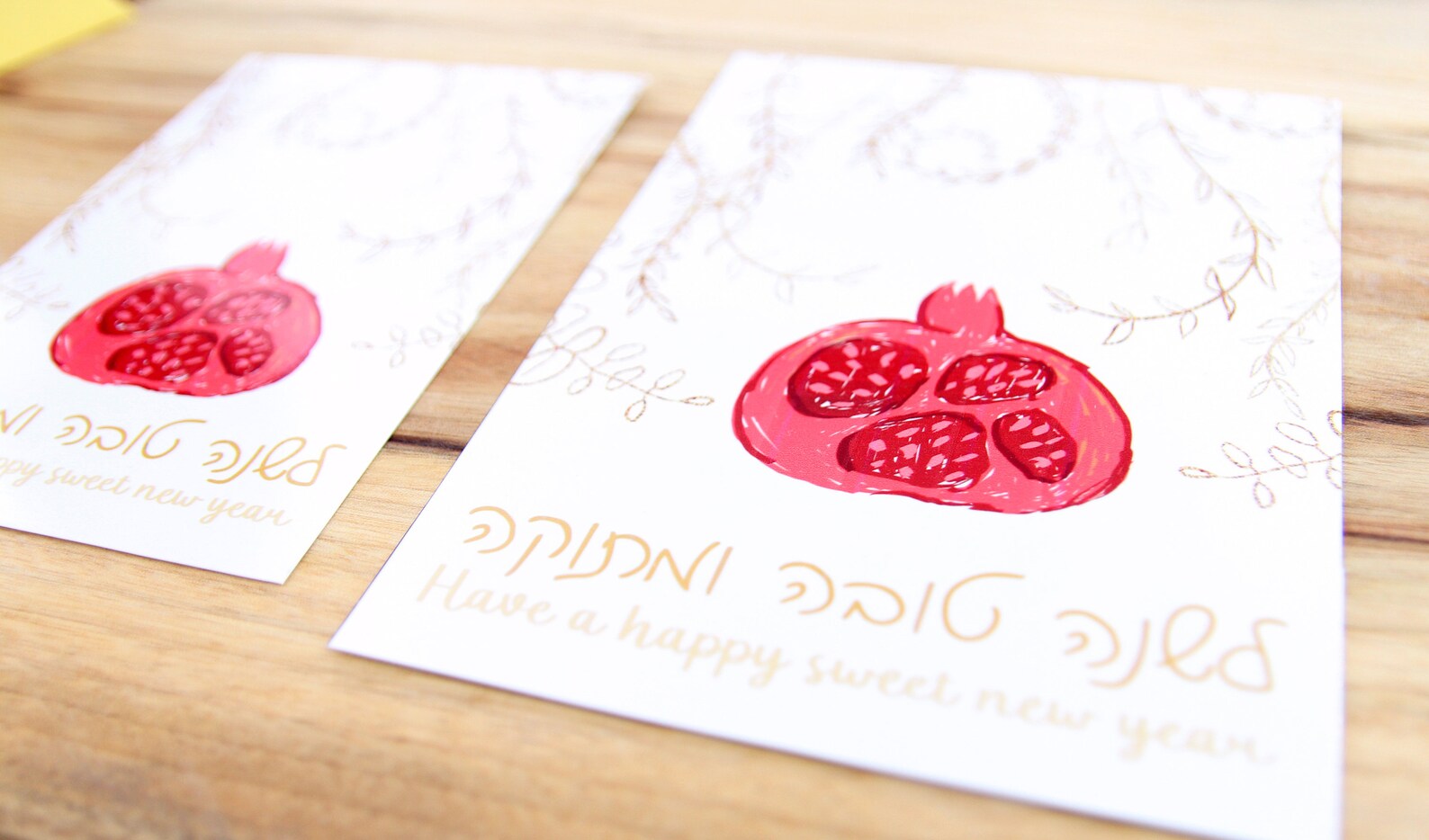 Illustrated Printable Rosh Hashanah Cards | Hebrew and English Shana ...