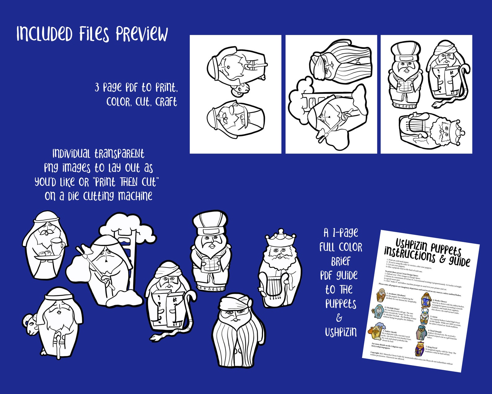 Sukkot Crafts Coloring Pages Bundle LULAV and Etrog Set Plus Ushpizin ...