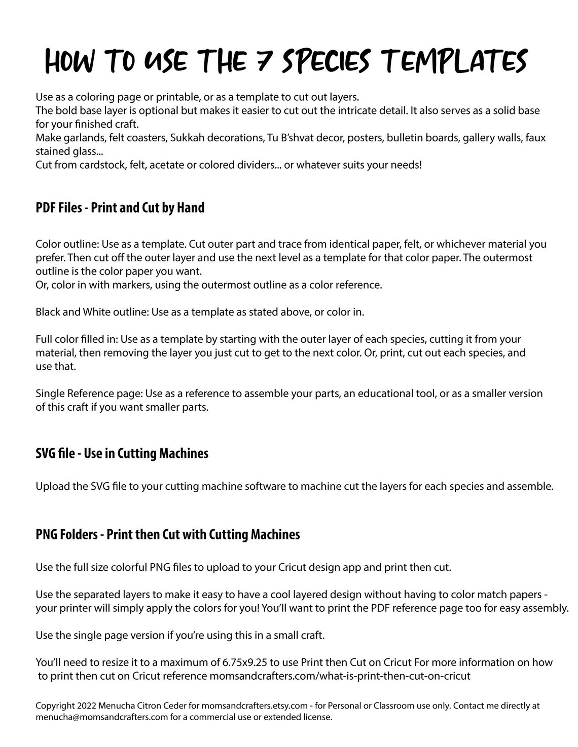 7 Species of Israel Craft Template SVG & PDF Layered SVG - Etsy Canada